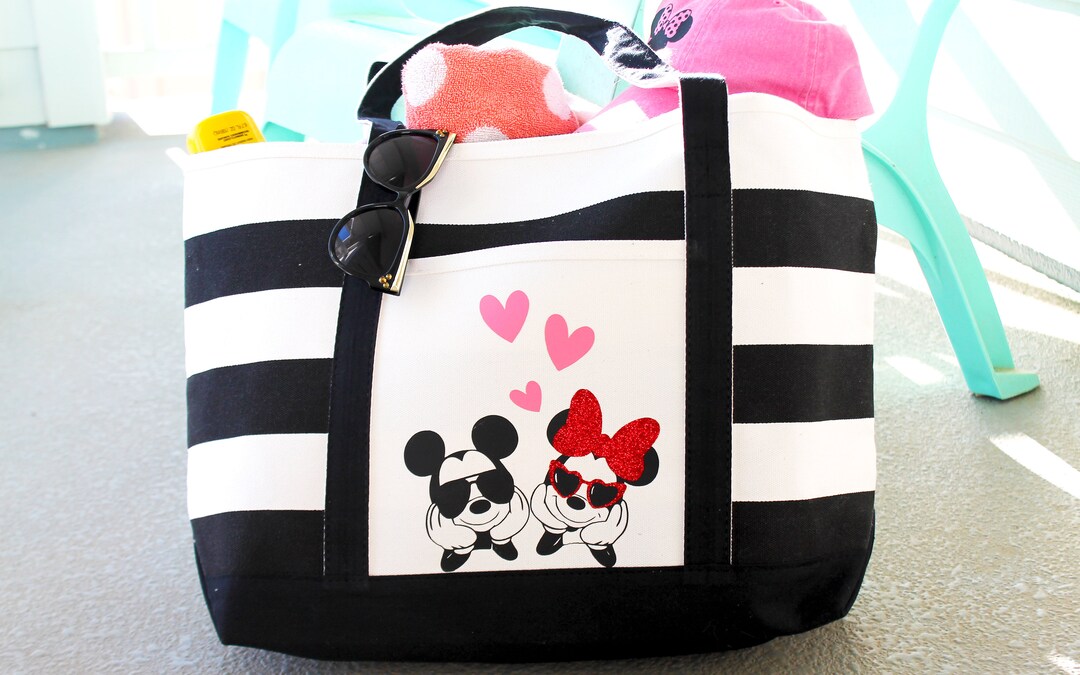 Striped Disney Beach Bag / Disney Bag / Disney Autograph Bag ...