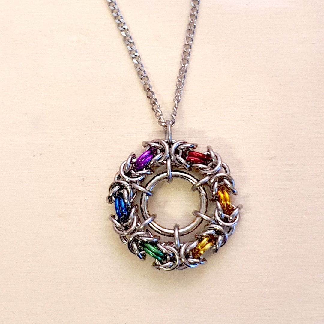Rainbow Chainmail Eternity Pendant / Pride Necklace / LGBT+ / Queer ...