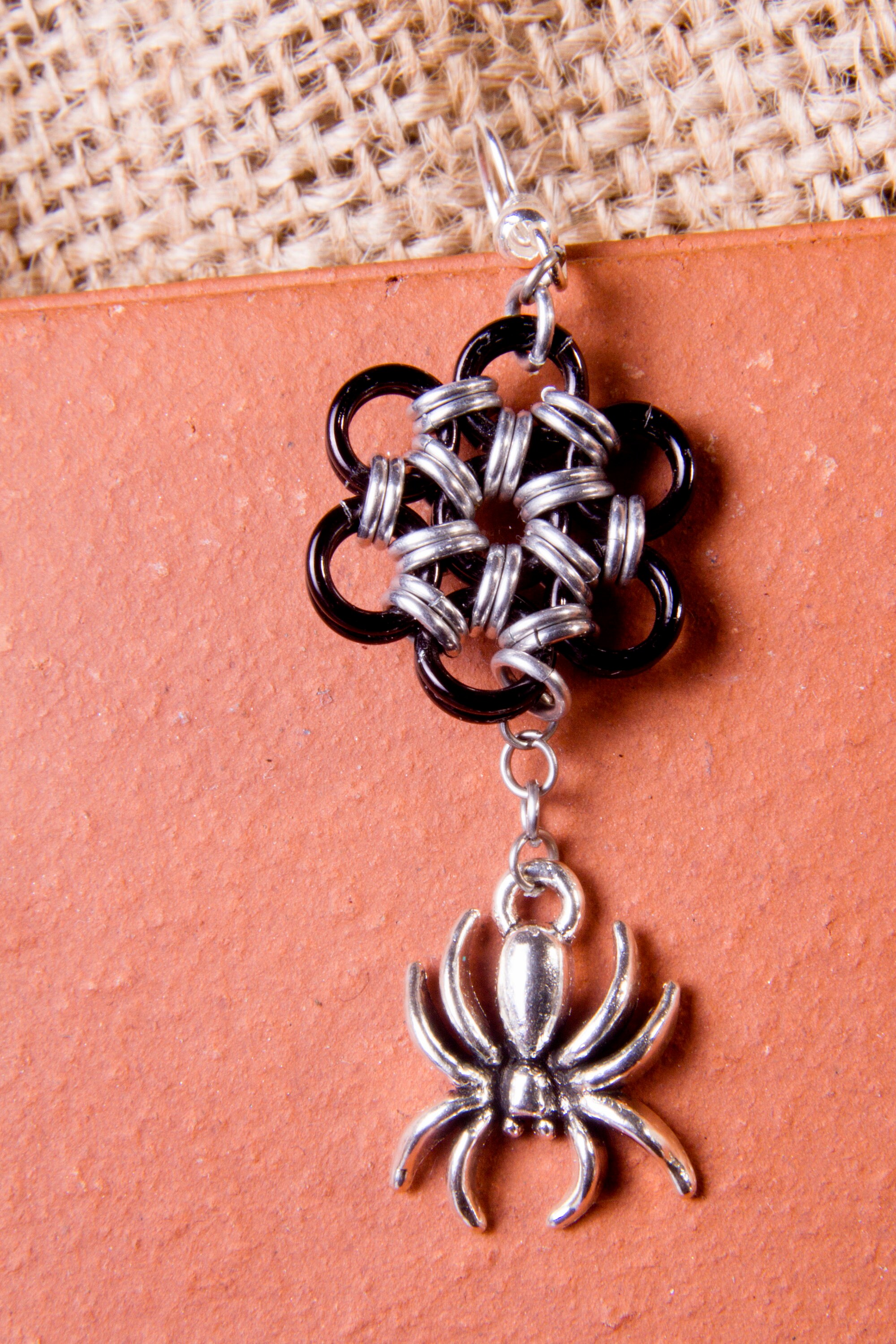 Spider Earrings / Spiderweb Jewellery / Chainmaille Jewelry / | Etsy