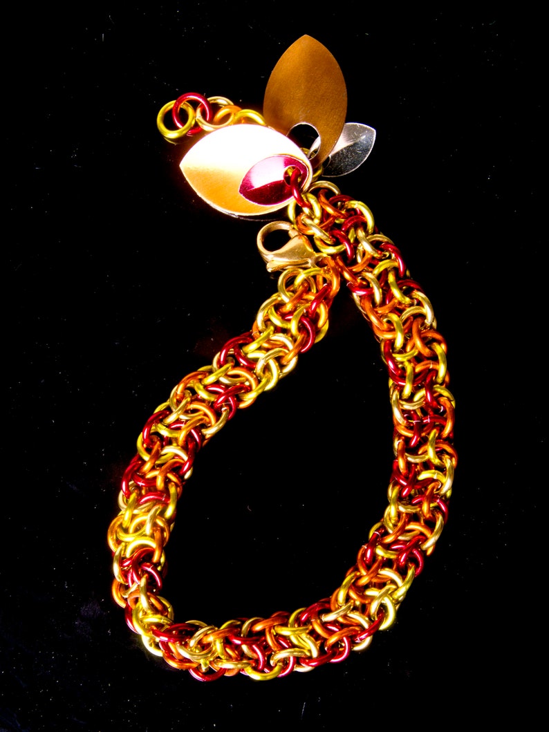 Fire Chainmail Bracelet / LARP Jewellery / Flame Bracelet / Chainmaille ...