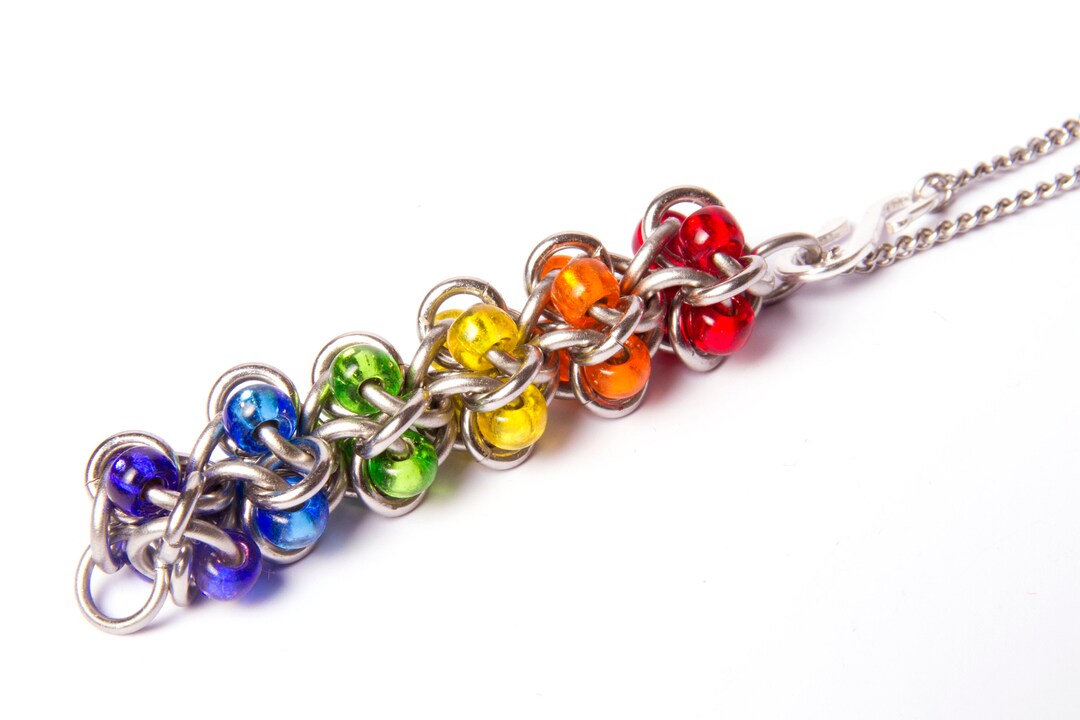 Beaded Pride Rainbow Necklace / Two Way Pendant / Miyuki Bead Pendant ...