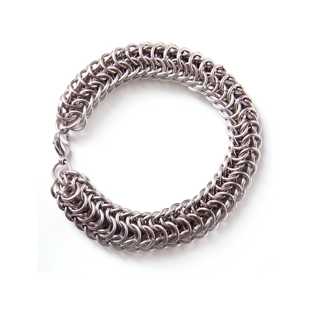 Steel Chainmail Bracelet / Male Solid Metal Bracelet / Viking ...