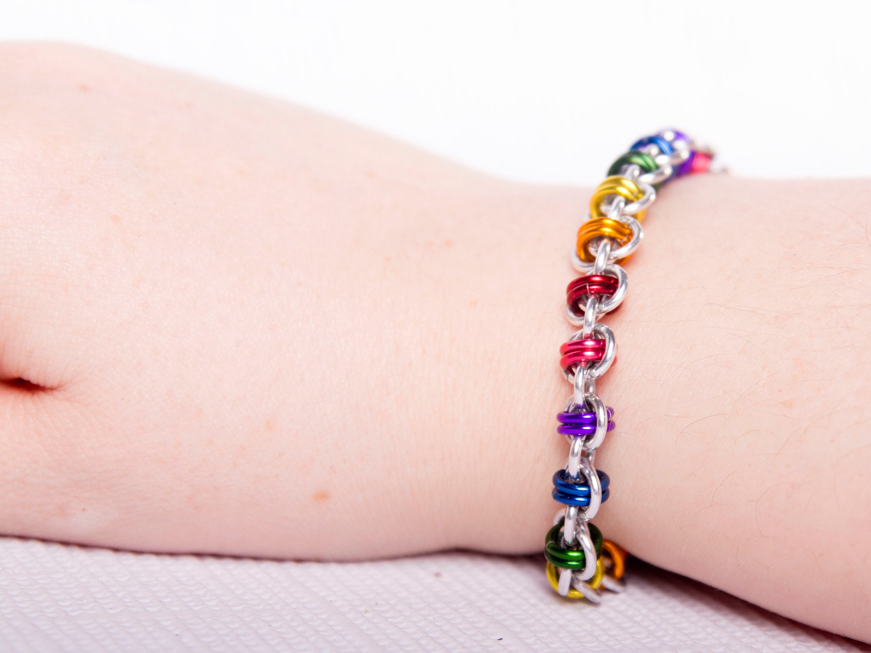 Rainbow Chainmail Bracelet / Pride LGBT Bracelet / Rainbow | Etsy
