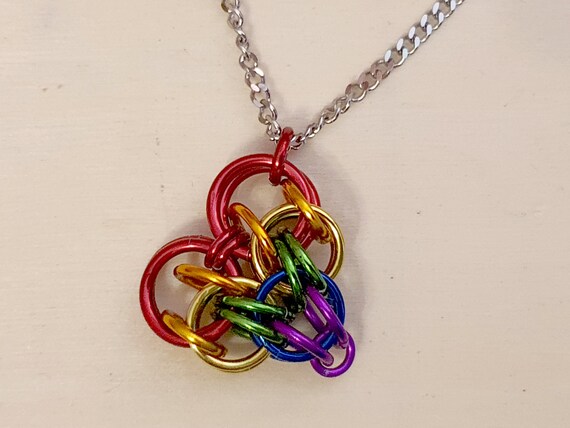 Pride Rainbow Heart Chainmail Pendant / Romantic Jewellery / | Etsy