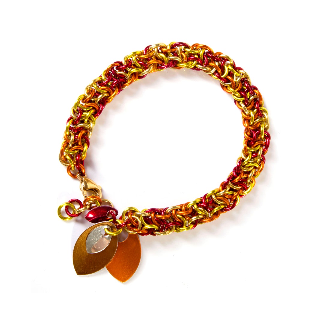 Fire Chainmail Bracelet / LARP Jewellery / Flame Bracelet / Chainmaille ...