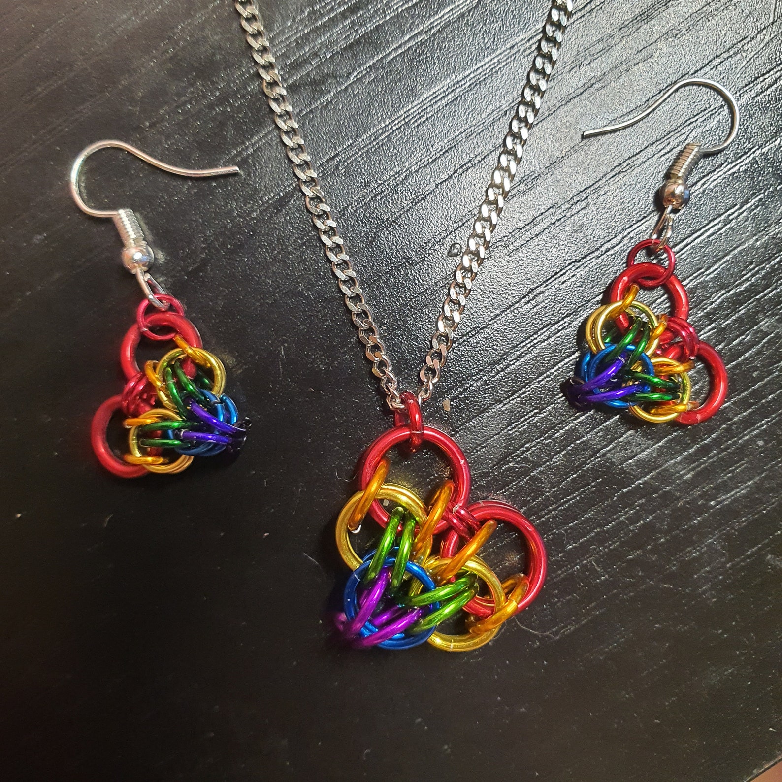 Pride Rainbow Heart Chainmail Pendant / Romantic Jewellery / Valentine ...