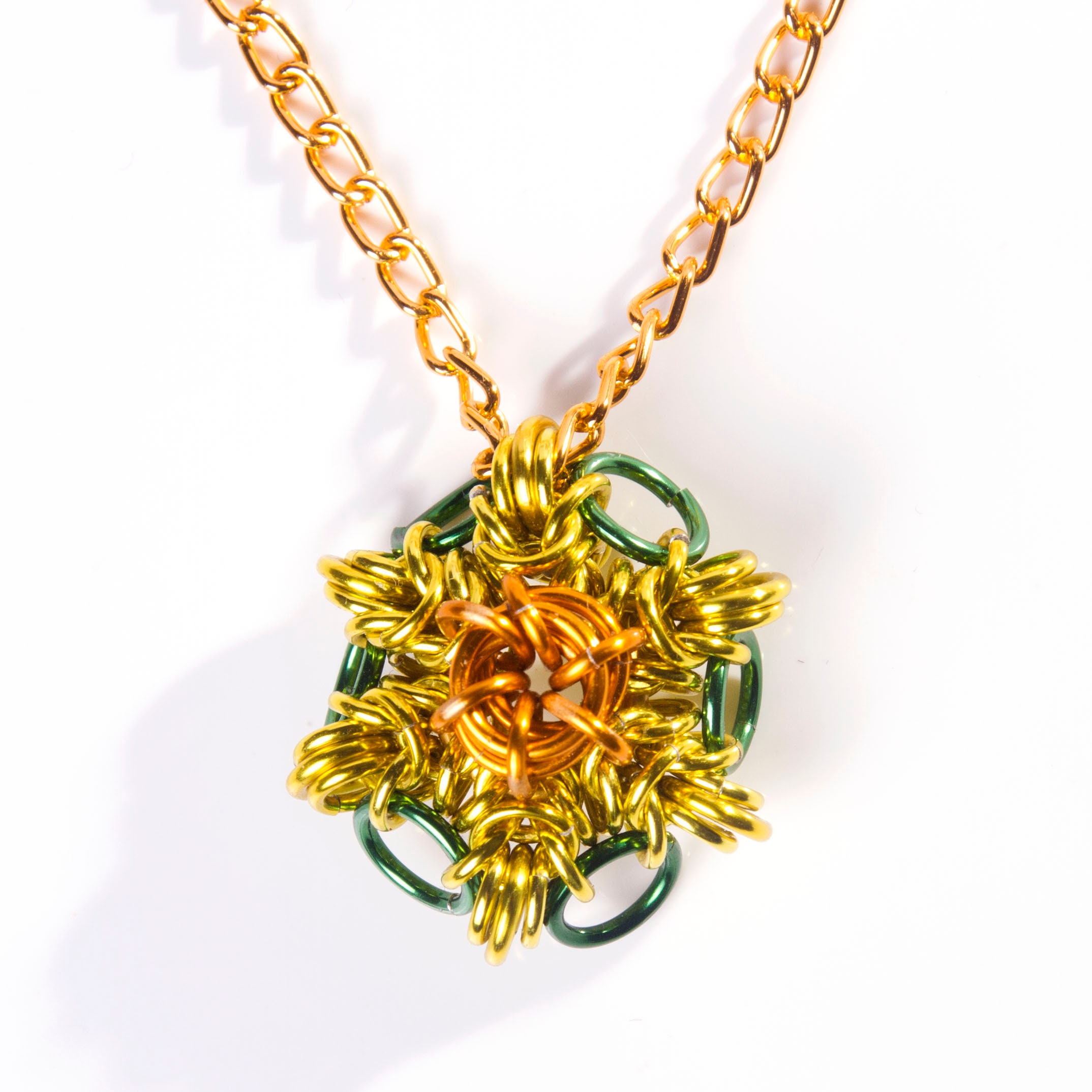 Yellow Flower Chainmail Pendant / Nature Necklace / Yellow - Etsy