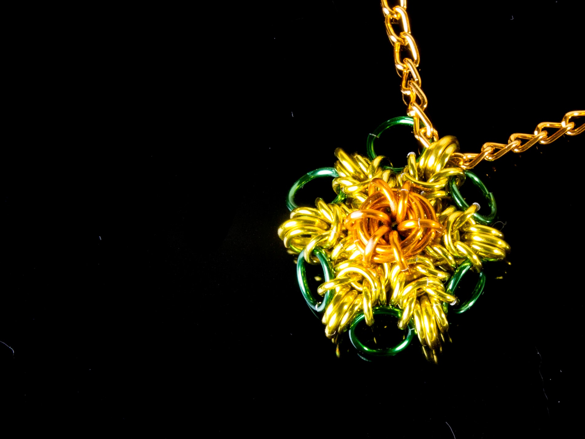 Yellow Flower Chainmail Pendant / Nature Necklace / Yellow - Etsy