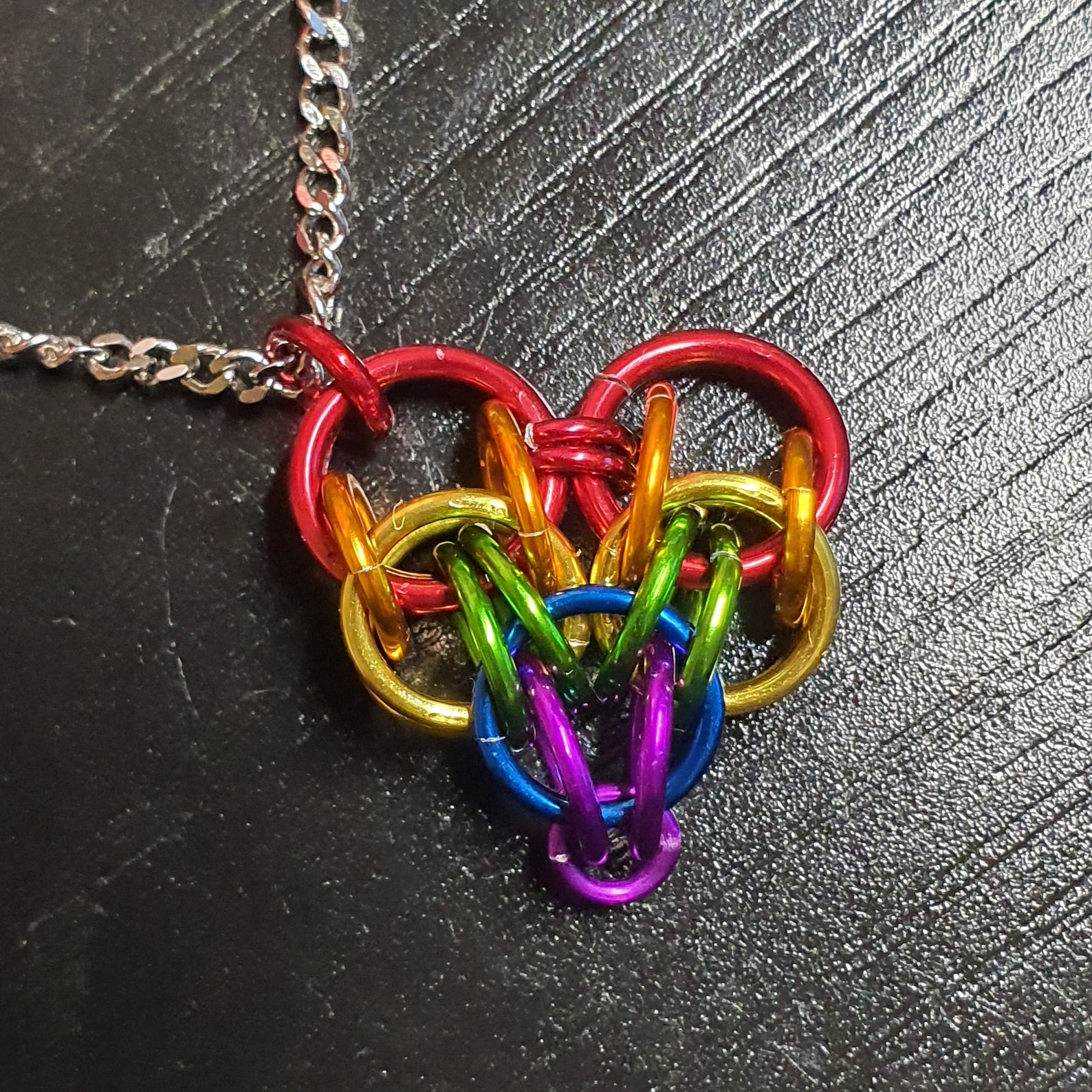Pride Rainbow Heart Chainmail Pendant / Romantic Jewellery / Valentine ...