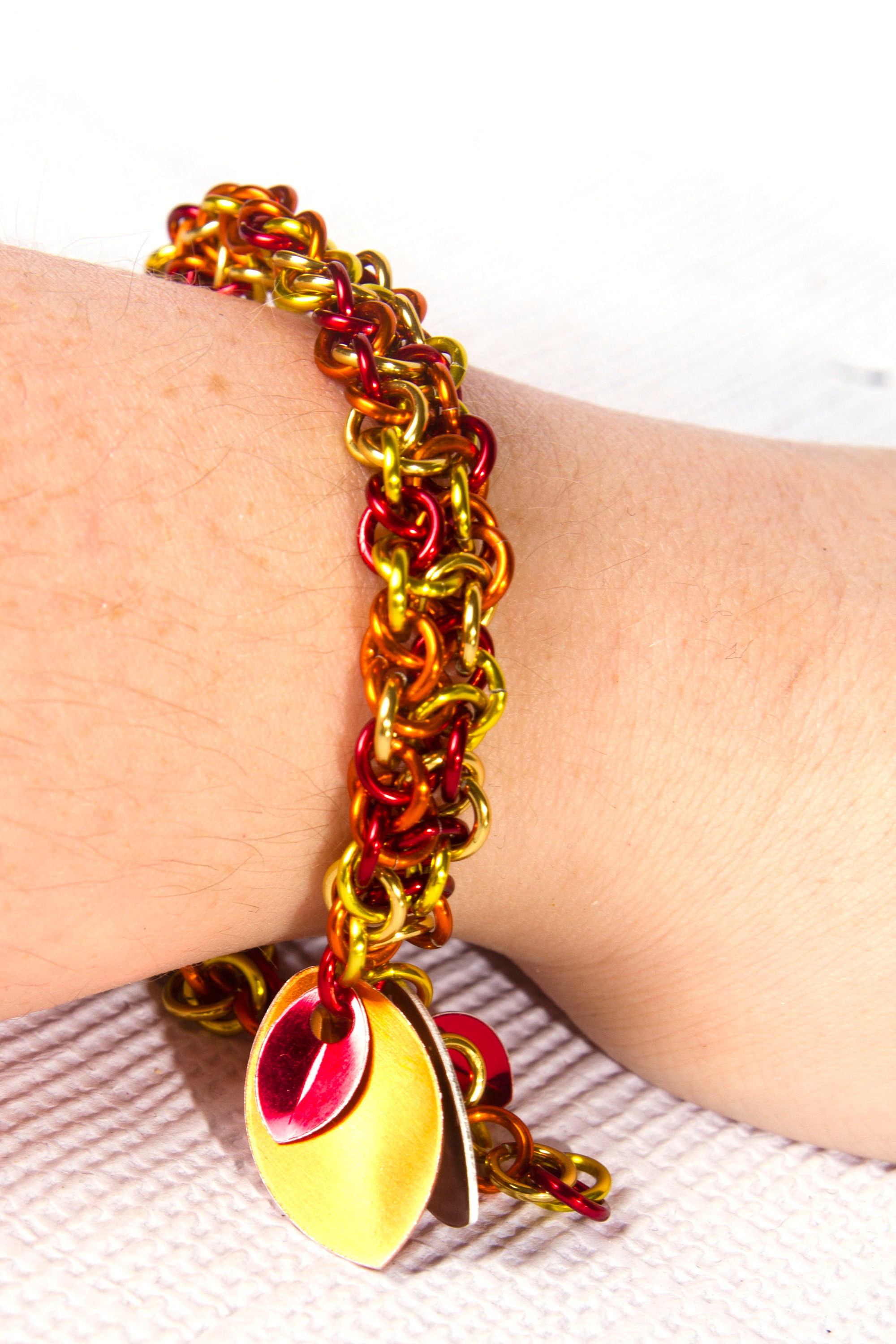 Fire Chainmail Bracelet / LARP Jewellery / Flame Bracelet / Chainmaille ...