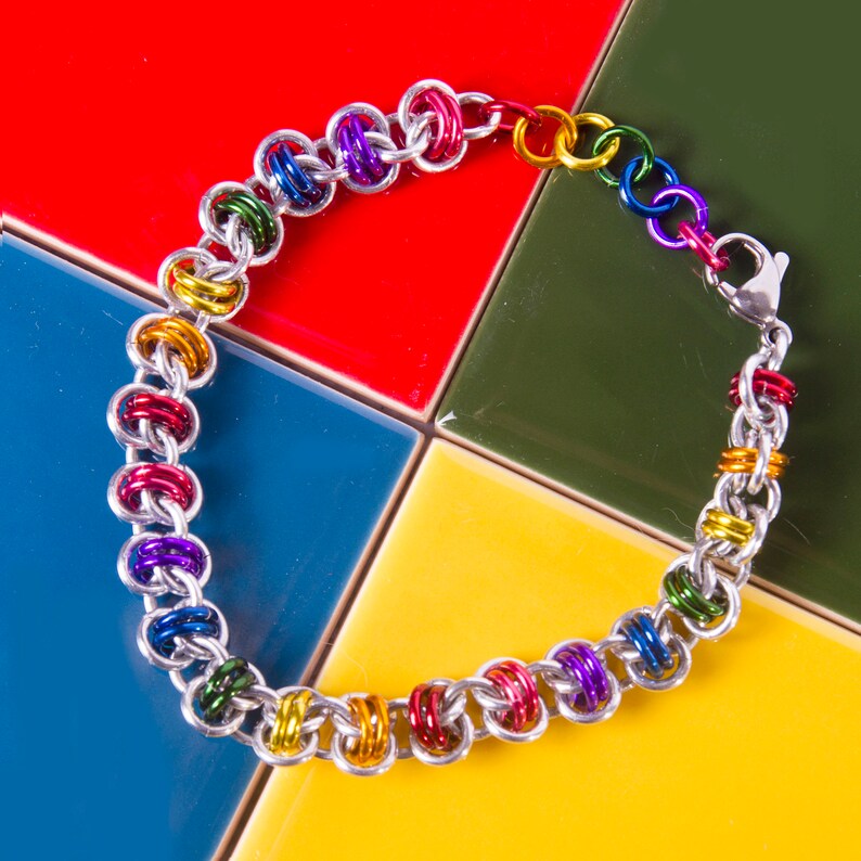 Rainbow Chainmail Bracelet / Pride LGBT Bracelet / Rainbow Chainmail ...