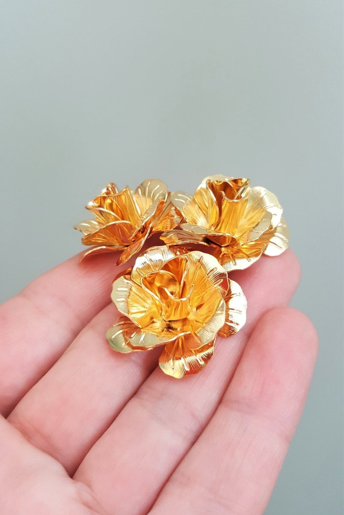 4/8/16 X Gold Plated Rose Flowers 30mm Gold Plated 3D Rose - Etsy