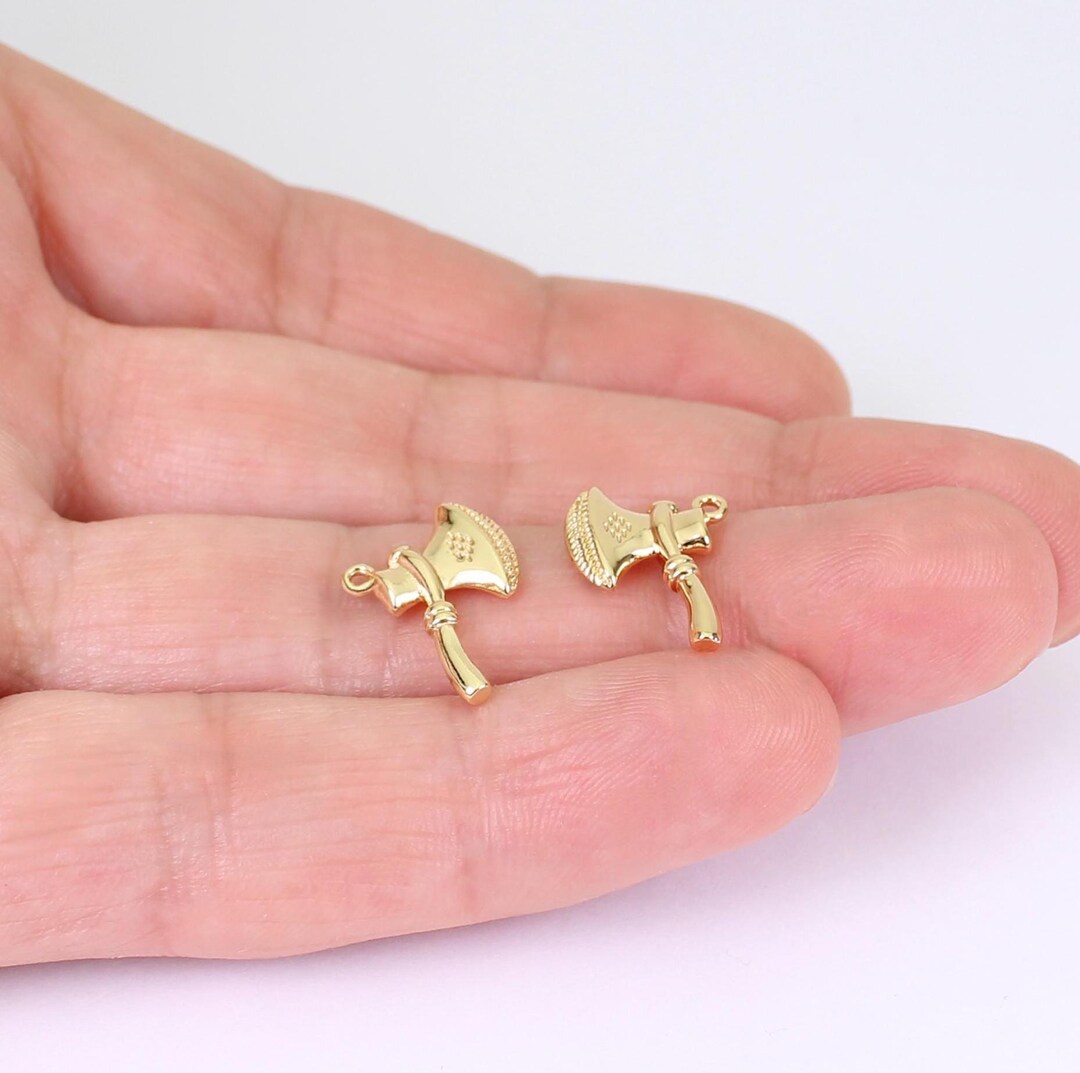 1/2 X Tomahawk Axe Charms, 18K Gold Plated Western Style Charms, 16mm X ...