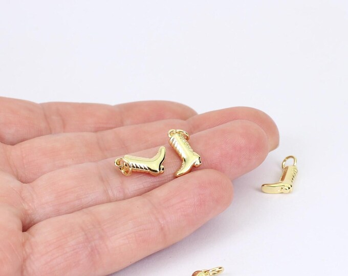1/2/4 X Western Style Cowgirl Boot Charms, Gold Plated Brass, 13mm X ...