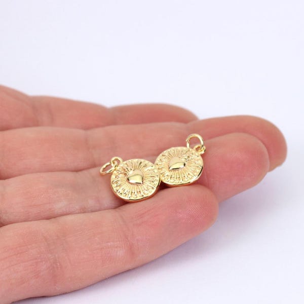 Gold Heart Charm 17 Mm - Etsy UK
