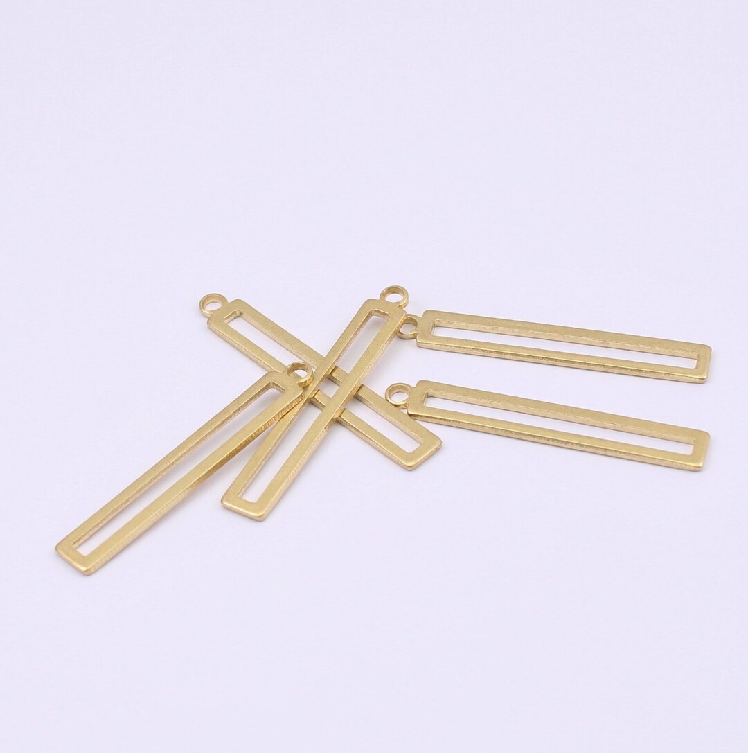 4/8/16/32 X Open Rectangle Pendants, Raw Brass Pieces, 33mm X 4.5mm, by ...