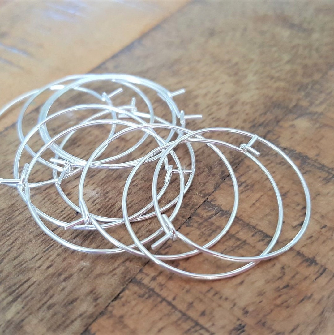5/10/20/40 X Pairs of 25mm Silver Plated Steel Hoop Earring Wires ...