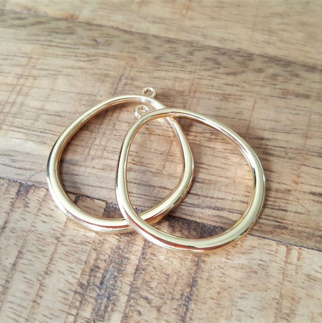 2/4/8 X Gold Plated Drop Shape Earring Pendants, Open Bezel Pendants ...