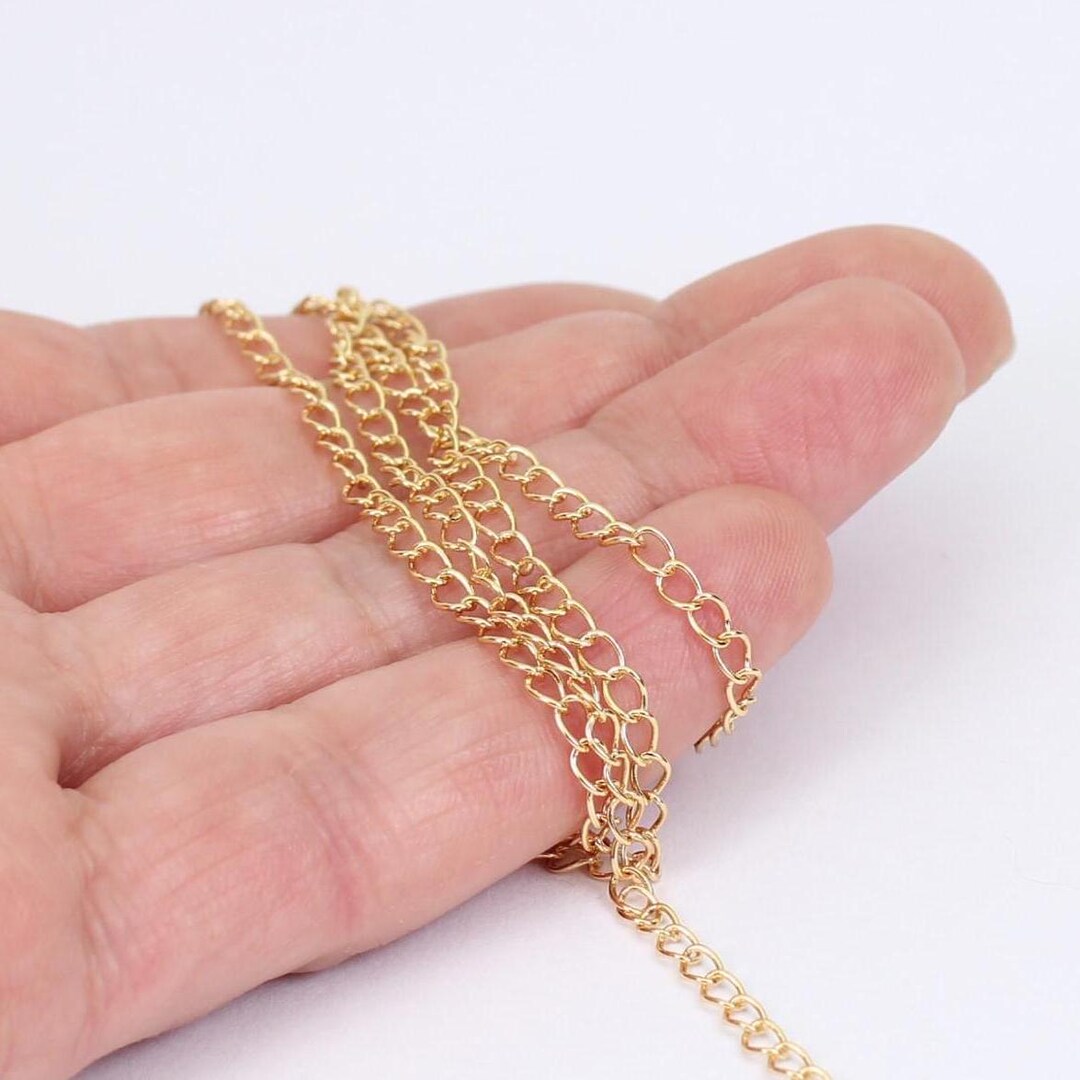 1 X Meter of Curb Chain for DIY Extension Chains, 18K Gold Plated Brass ...