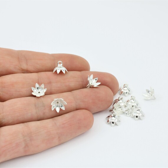 10/20 X Flower Bead Cap Bails Silver Plated Copper by - Etsy UK