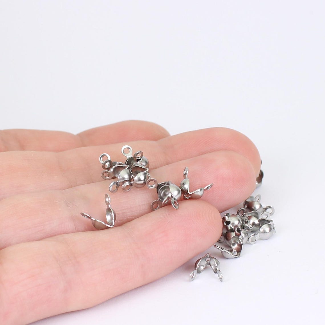 50/100 X Bead Tips, Steel Clam Shell Knot Covers, 8mm X 4mm, by ...