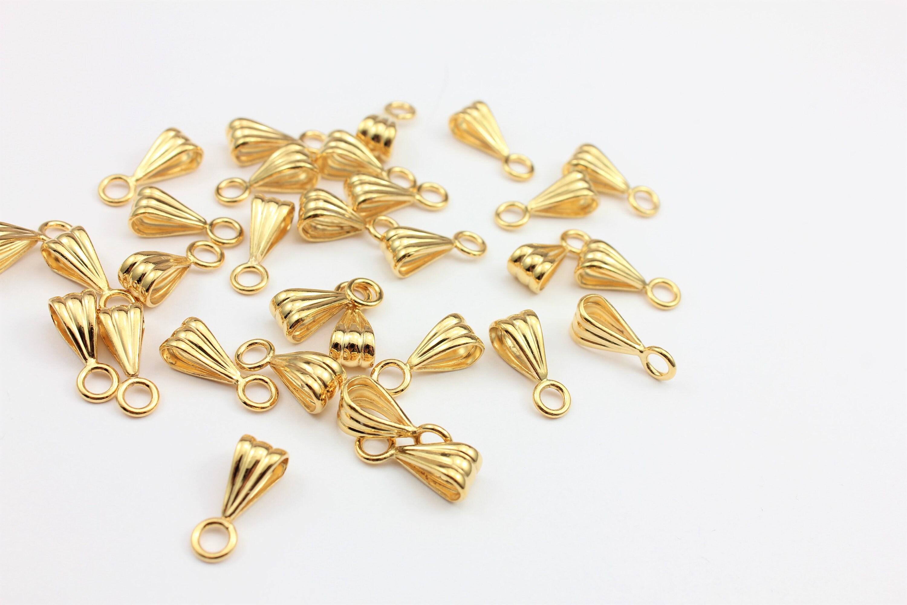 Gold Plated Bails With Loop 6 or 12 X Gold Plated Brass | Etsy