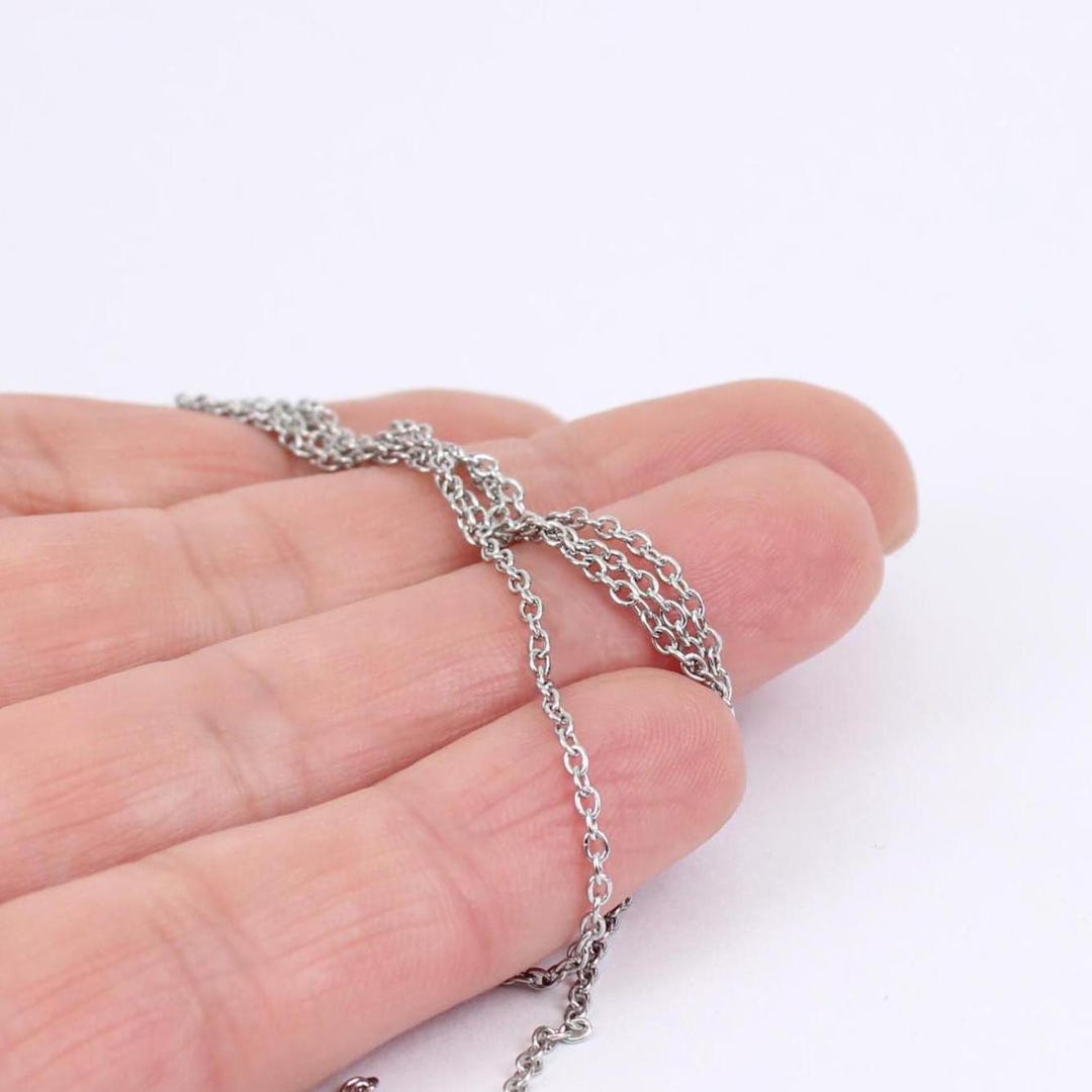 4 X Meters of Fine Cable Chain, Stainless Steel, 2mm X 1.5mm Rounded ...
