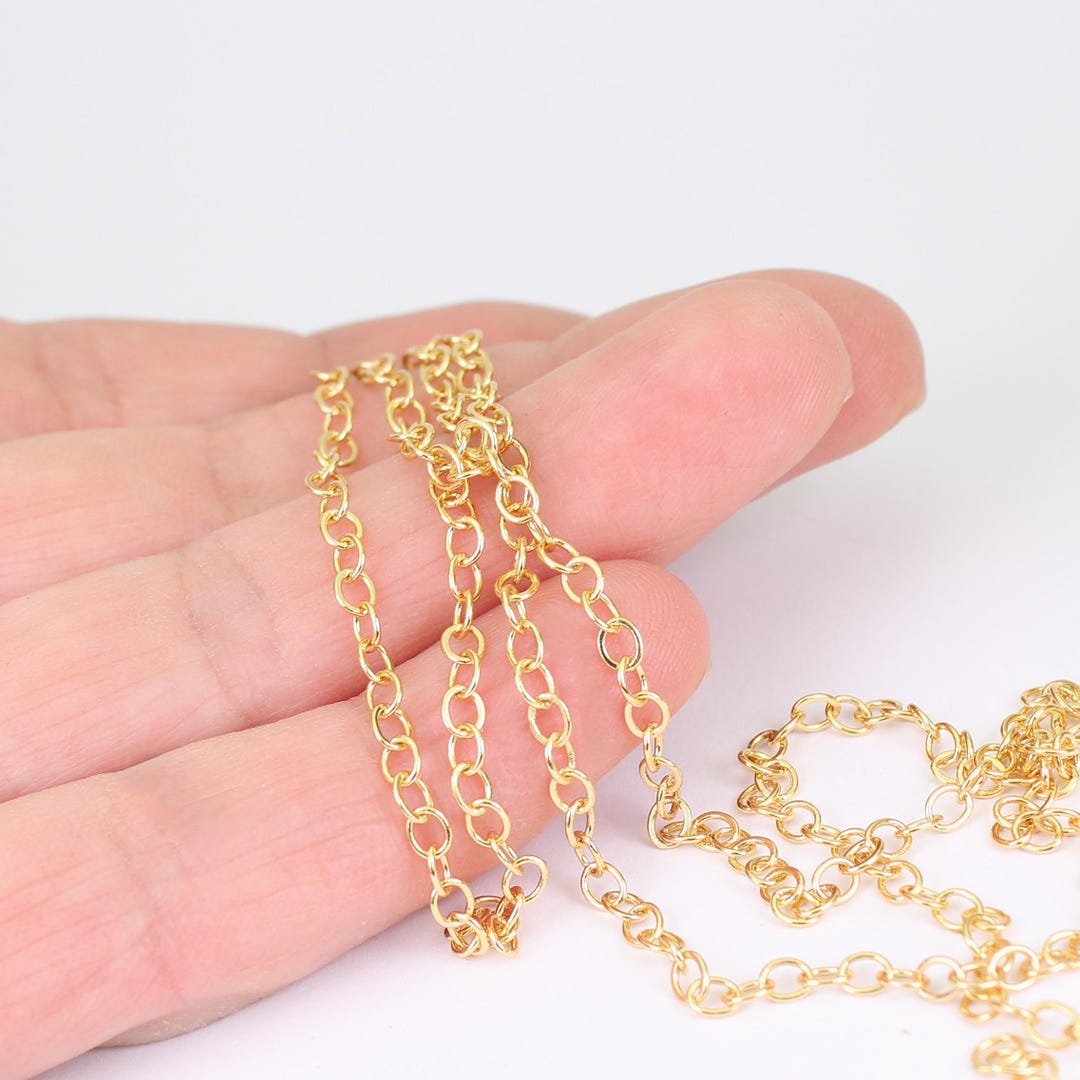 2/4 X Meters of 18K Gold Plated Cable Chain, 3.5mm X 3mm Links, by ...