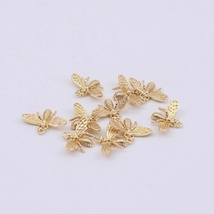 2/4/8/16 X Tiny Gold Plated Bee Charms, 18K Gold Plated, 14mm X 10mm ...