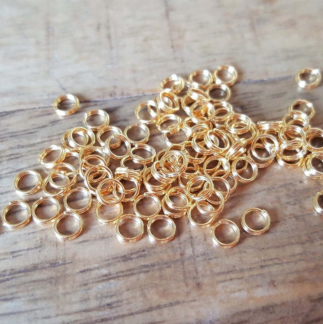25/50 X 4mm Gold Plated Steel Split Rings, Small Double Jump Rings, by ...