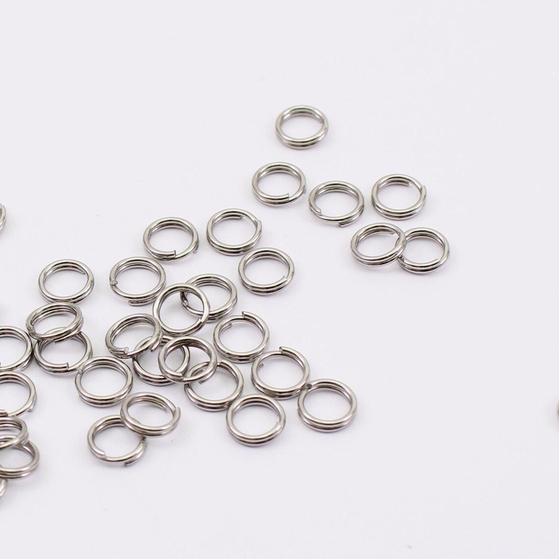 50/100 X Stainless Steel Split Rings, 7mm Outside Diameter, Steel ...