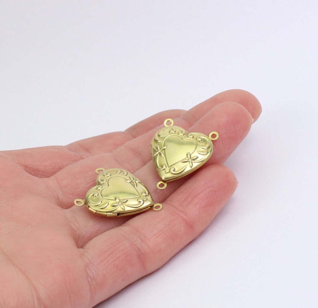 2/4/8 X Heart Photo Locket Connector Charms, Vintage Art Nouveau Style ...