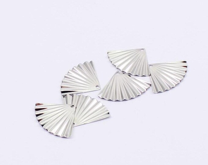 4/8/16/32 X Gold Plated Fan Charms, Gold Plated Brass, 19mm X 14mm, by ...