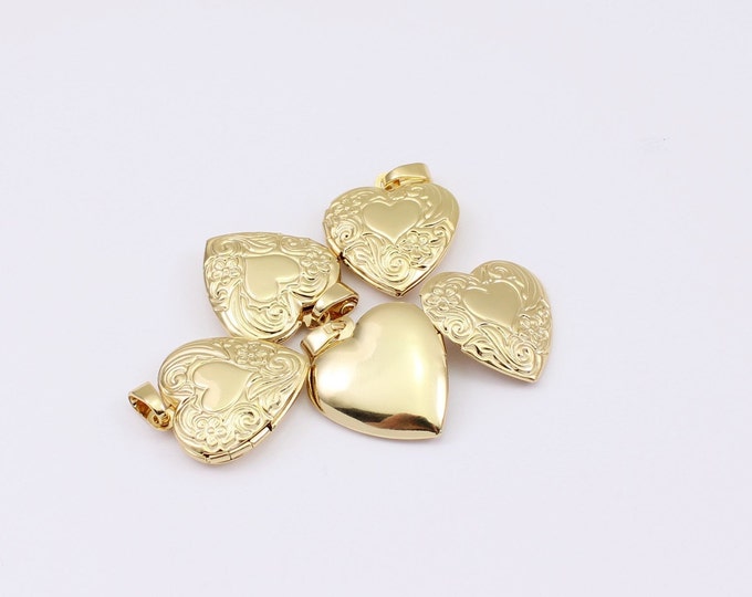 1/2/4 X Gold Plated Heart Photo Locket Charms Openable - Etsy