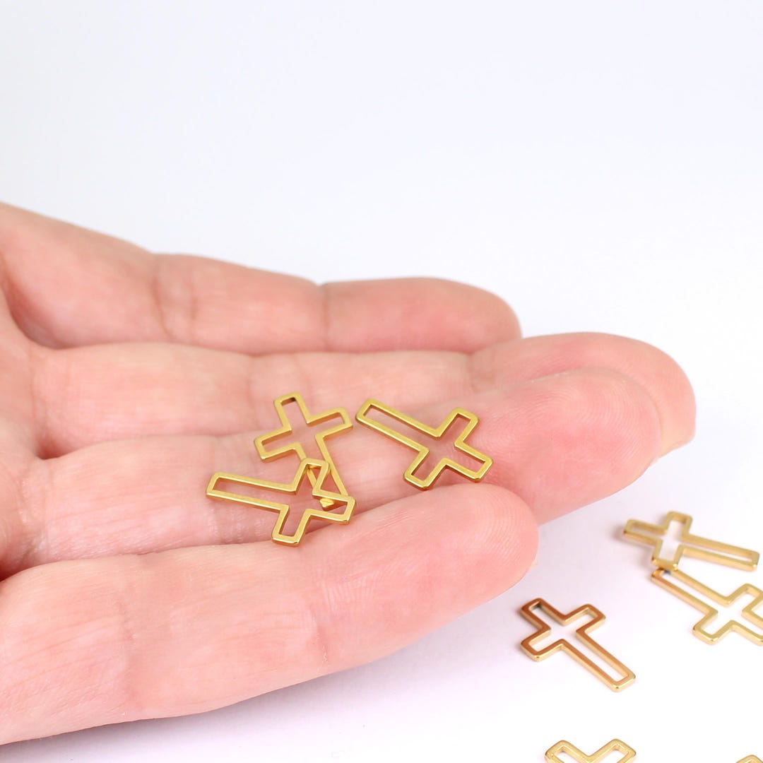 10 X Cross Connectors, Cross Shaped Open Back Bezels, 10 X 16mm Gold ...