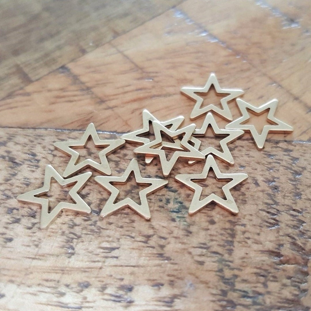 10/20 X Tiny Open Star Connectors /star Open Bezels, 11mm Diameter, by ...