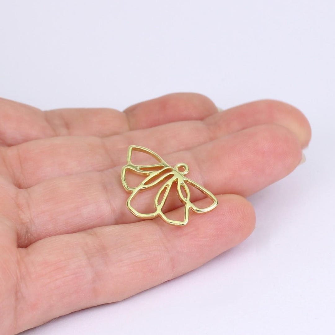 4/8 X Flower Charms, 25mm X 18mm Gold Plated Open Bezel Flower Charms ...