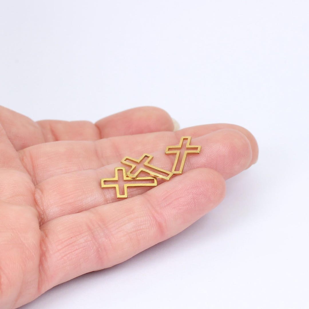 10 X Cross Connectors, Cross Shaped Open Back Bezels, 10 X 16mm Gold ...