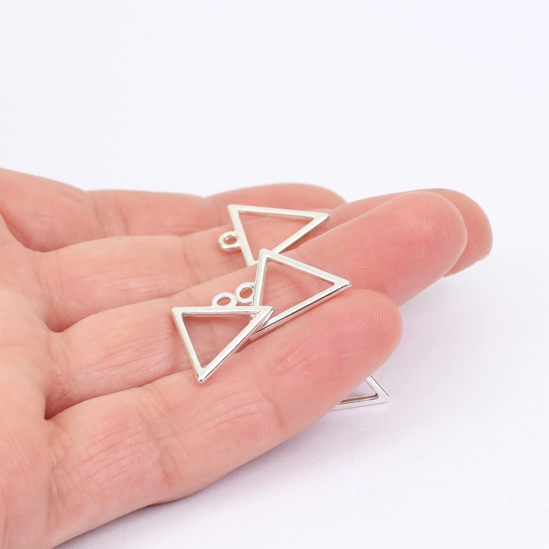 4/8/16 X Triangle Open Back Bezel Pendants, 18mm X 16mm Silver Plated Pieces, by Jewellery ...