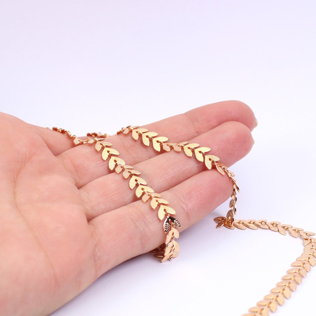 1 X Meter of Textured Fishbone Chain Gold Plated Brass 7mm - Etsy