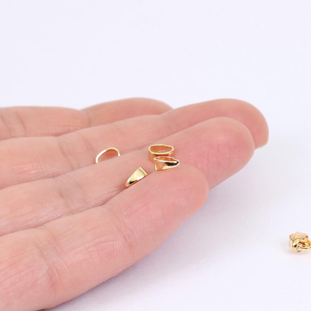 10/20 X Small Pinch Bails, 6mm X 3mm, 18K Gold Plated Brass Necklace ...