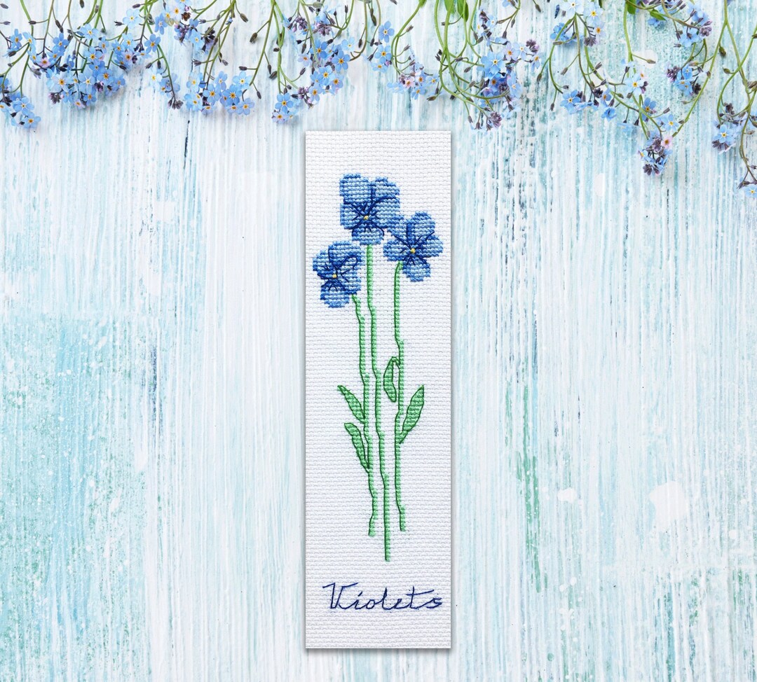 Violets Bookmark Cross Stitch Pattern, Floral Flower Instant Download ...