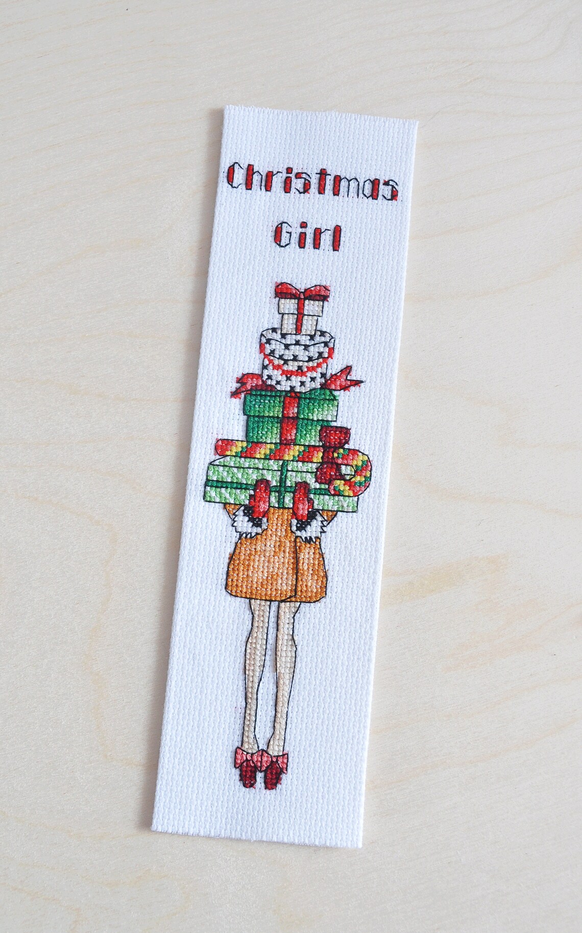 Christmas Cross Stitch Bookmark Pattern Chrismas Girl Lady | Etsy