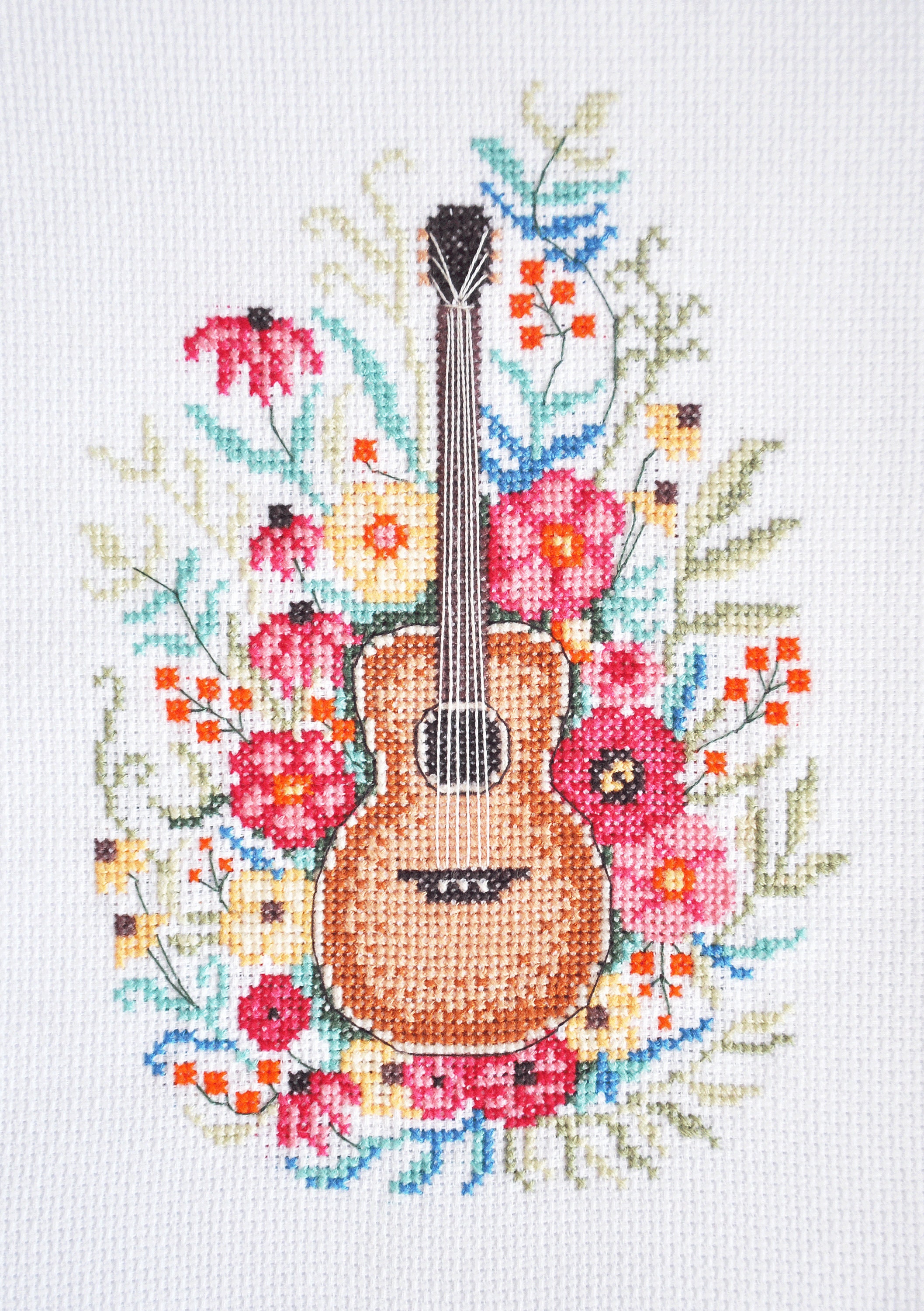 Guitar Cross Stitch Pattern Vintage Floral Instant Download - Etsy
