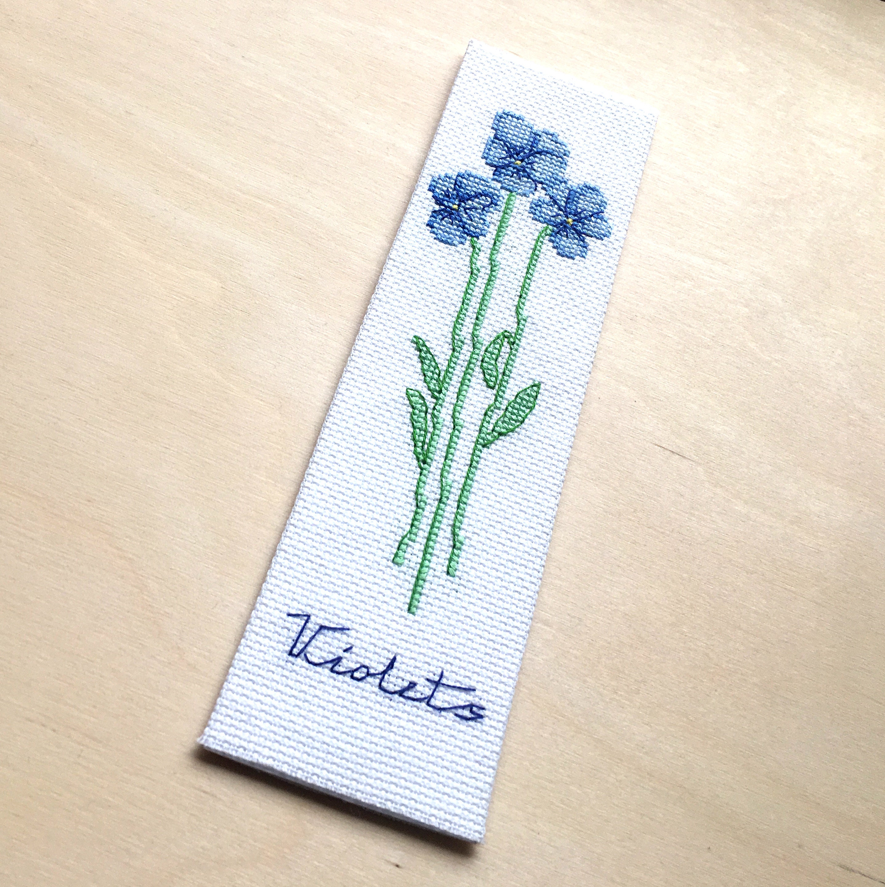 Violets bookmark cross stitch pattern floral flower | Etsy