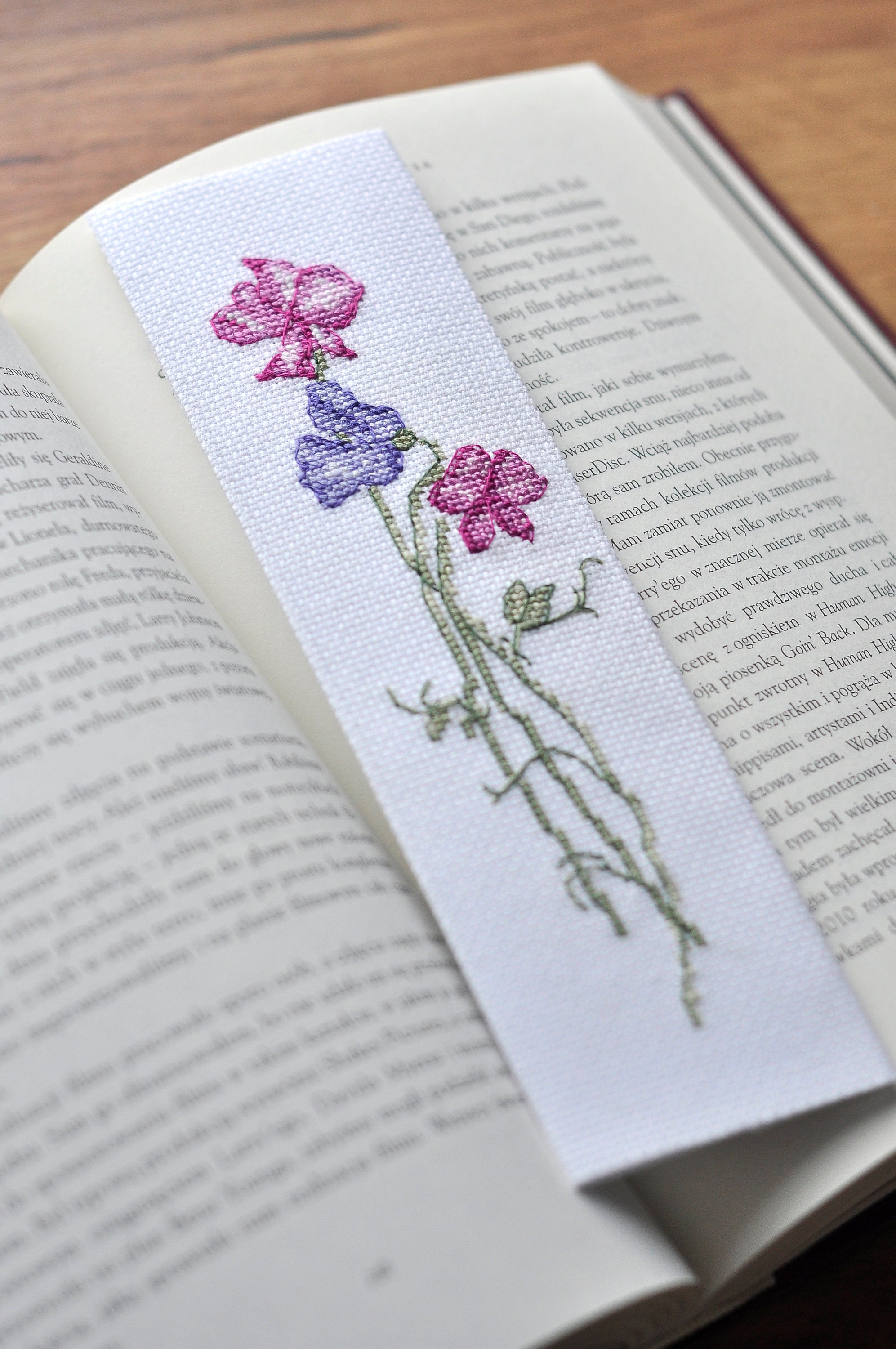 Cross Stitch Bookmark Pattern, Floral Sweet Pea Flowers - Instant ...