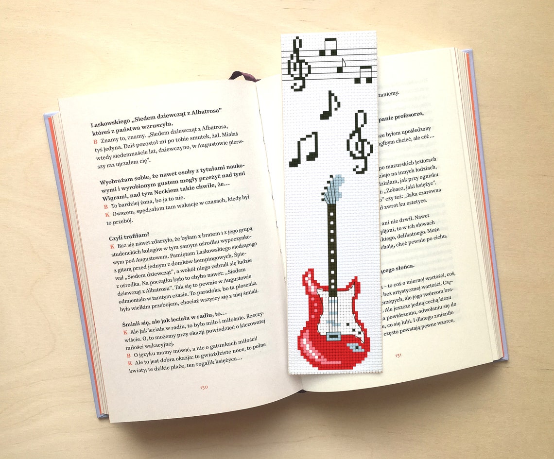 Electric Guitar Bookmark Cross Stitch Pattern: Red Fender (PDF Pattern ...