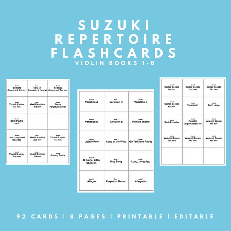 Suzuki Repertoire Printable Flashcards, Violin Books 1-8 - Etsy