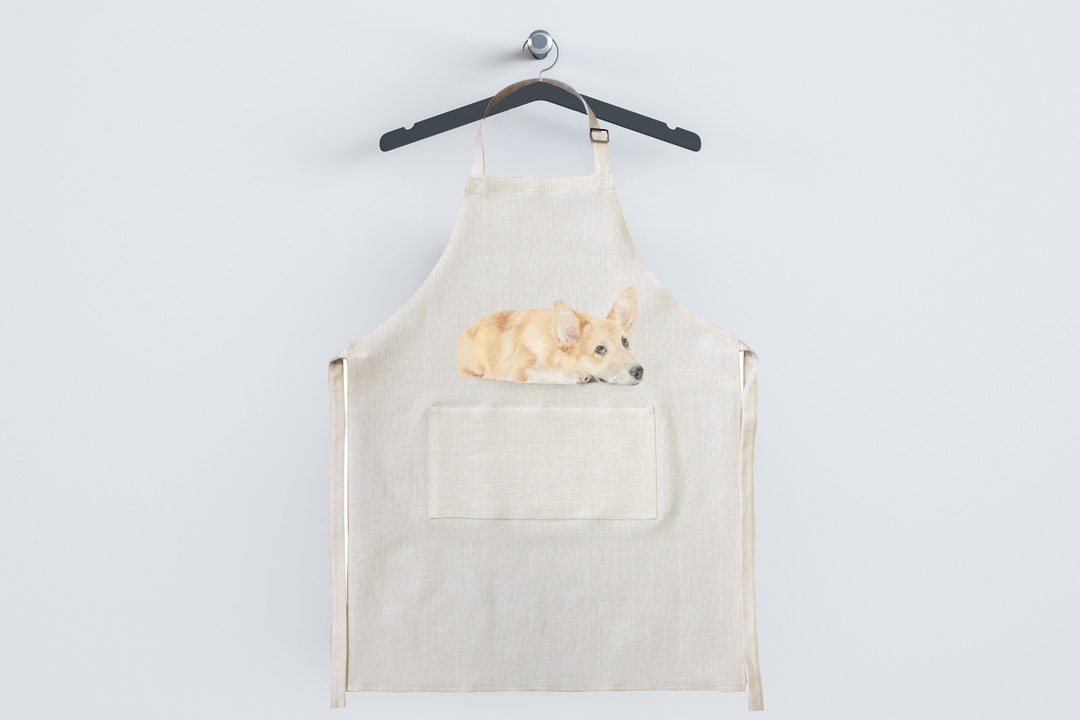 Family Friends Corgi Dog Linen Apron With Adjustable Neck Strap and ...