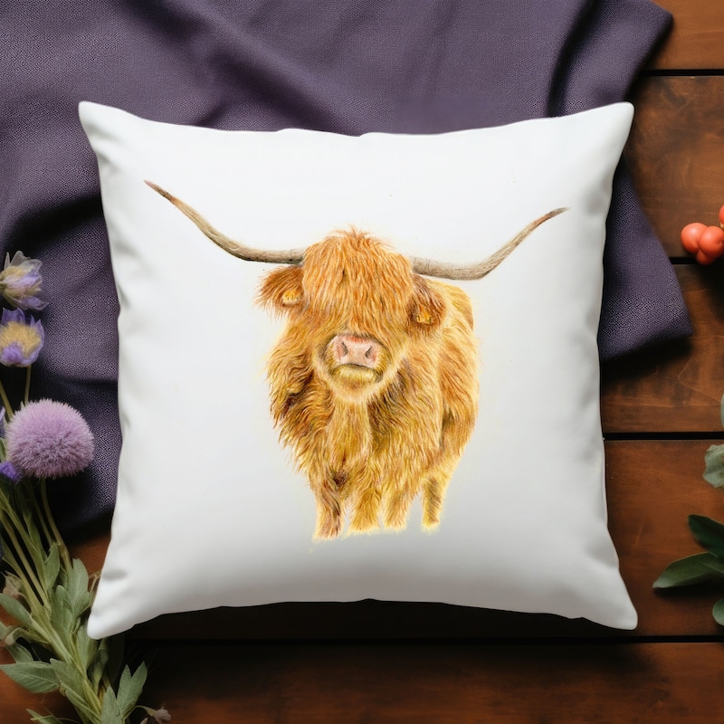 Highland Cow Cushion - Etsy UK